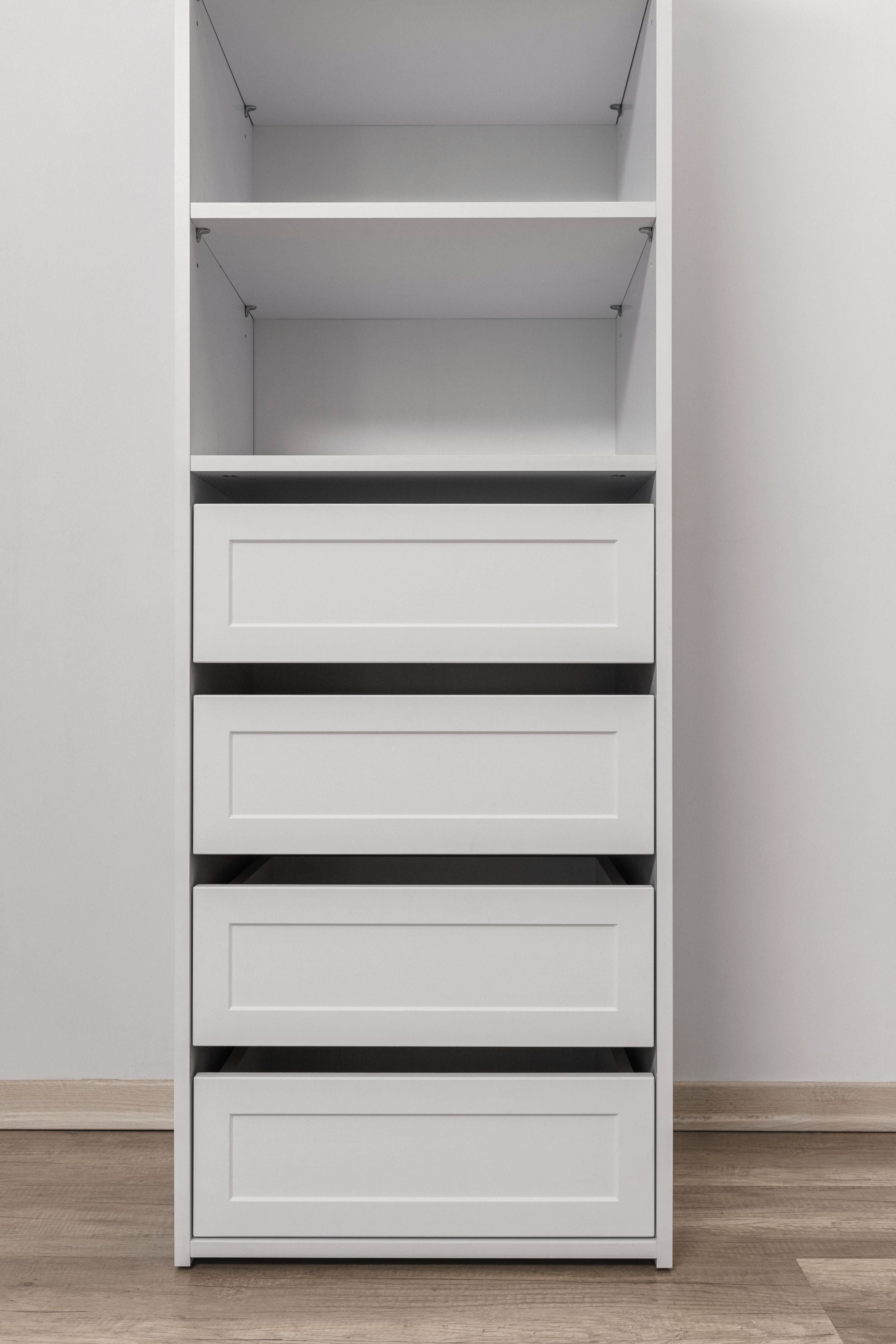 Geneva Built In Wardrobe - 4 Drawer 3 Shelf Module - Hamptons - White ... Geneva Built In Wardrobe - 4 Drawer 3 Shelf Module - Hamptons - White ...
